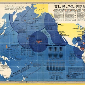 1938 U.S. Navy Ships Map: Vintage WWII Pacific War Print - Etsy