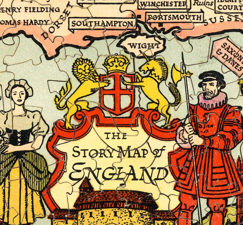 1936 Story Map of England Puzzle Version Vintage Wall Map - Etsy