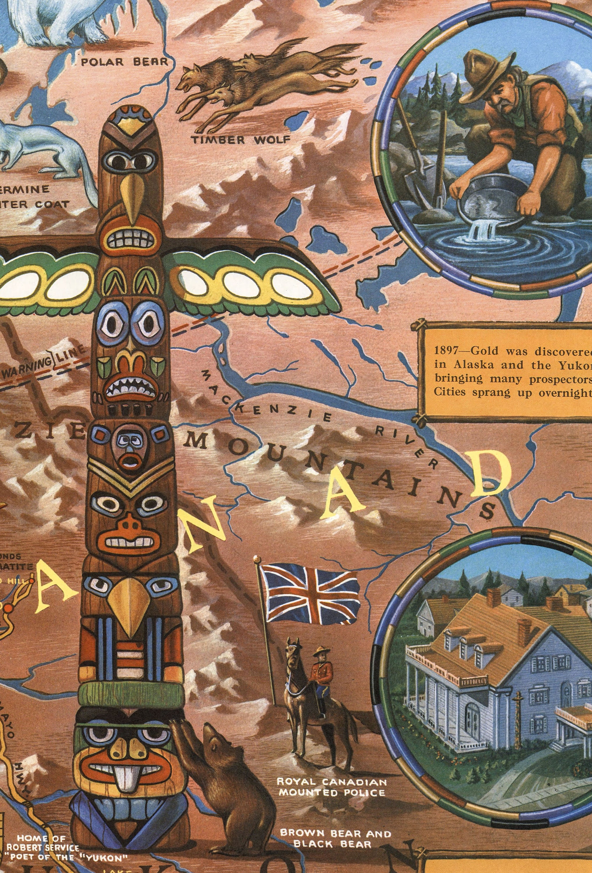 1964 Alaska Map Print Rare Pictorial Alaska Poster Vintage Alaska Wall ...