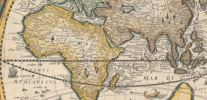 1642 Vintage World Map Old Map Print Wall Decor Map Art - Etsy