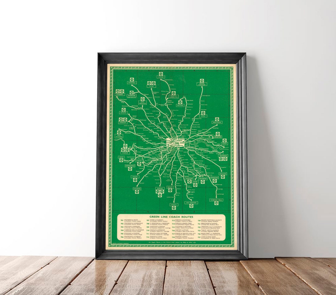 1949 London Coach Routes Map London Bus Stations London Map Print ...