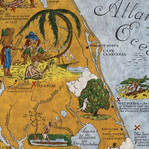 1960 Florida Pictorial Map - Old Pirate Treasure Map - Florida Poster ...