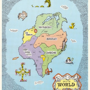 1969 Imaginary World Map - Vintage Hippie Counterculture Poster Art ...