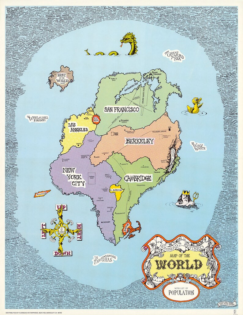 1969 Imaginary World Map Vintage Hippie Counterculture - Etsy