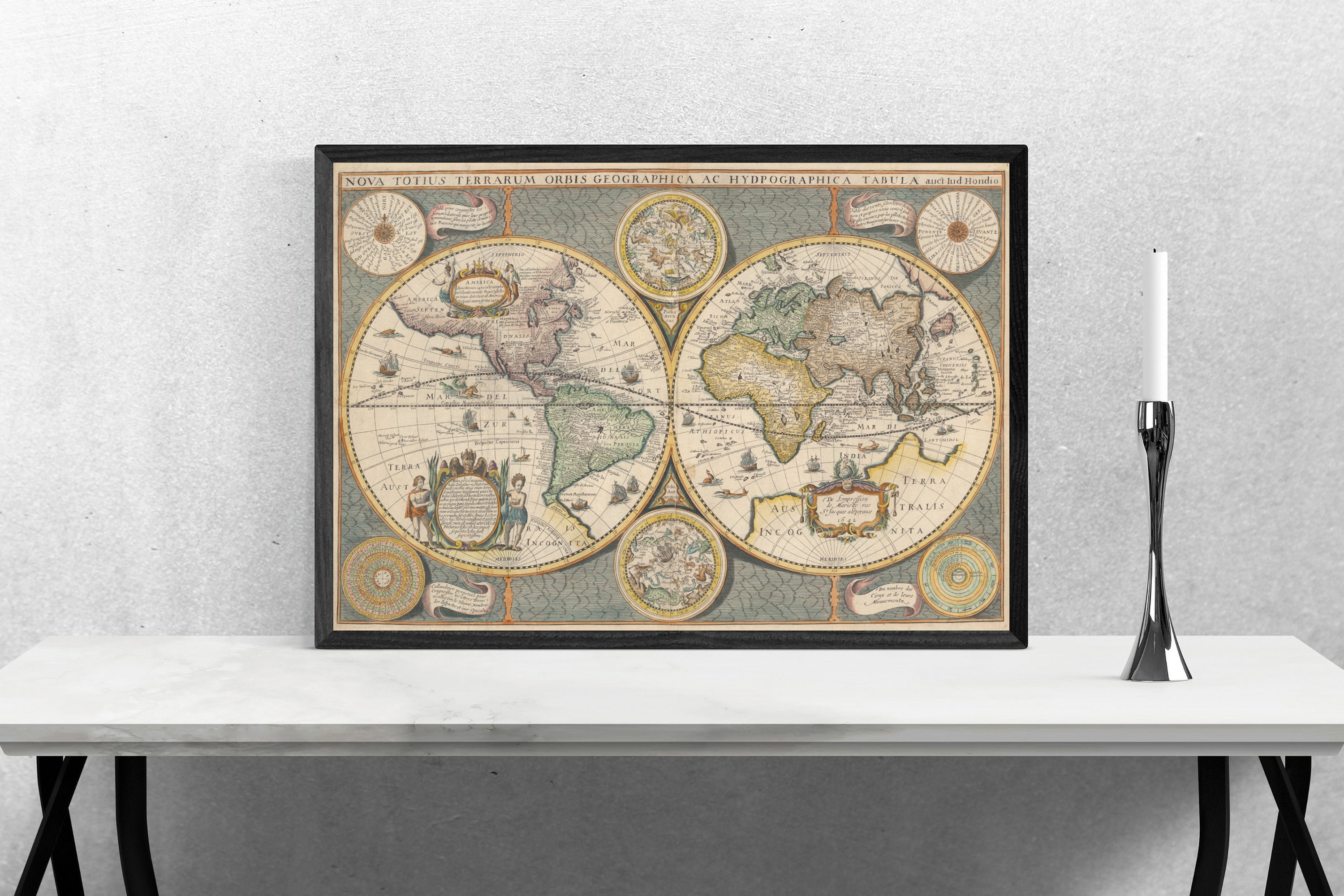 1642 Vintage World Map Old Map Print Wall Decor Map Art - Etsy