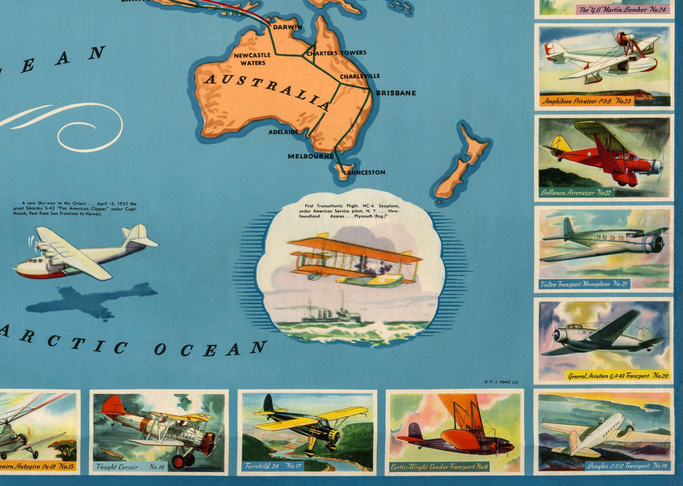 1937 Aviation Poster Famous Flights and Air Routes of the World ...