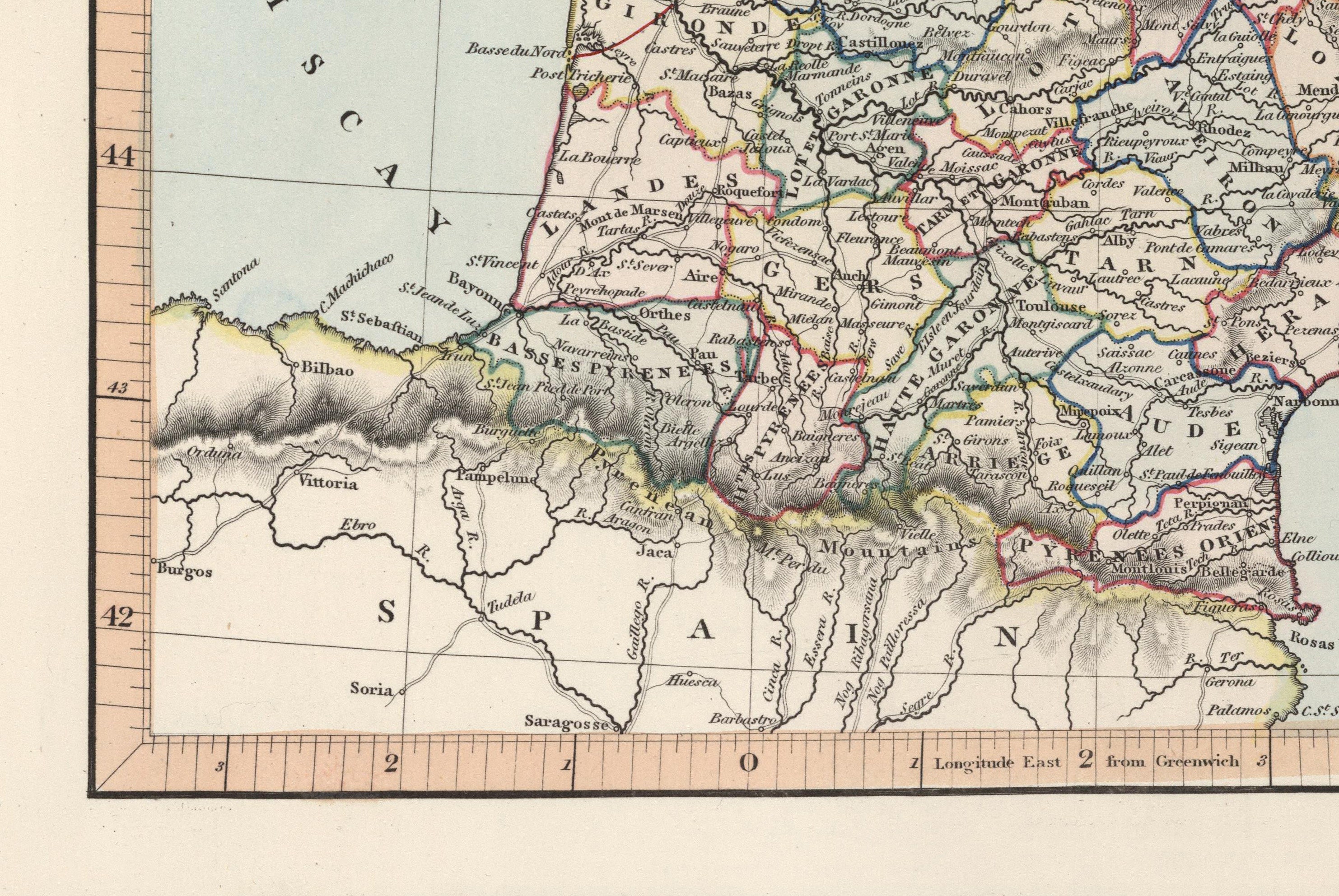 1850 Vintage France / Belgium Map Old Map Print Wall Decor - Etsy