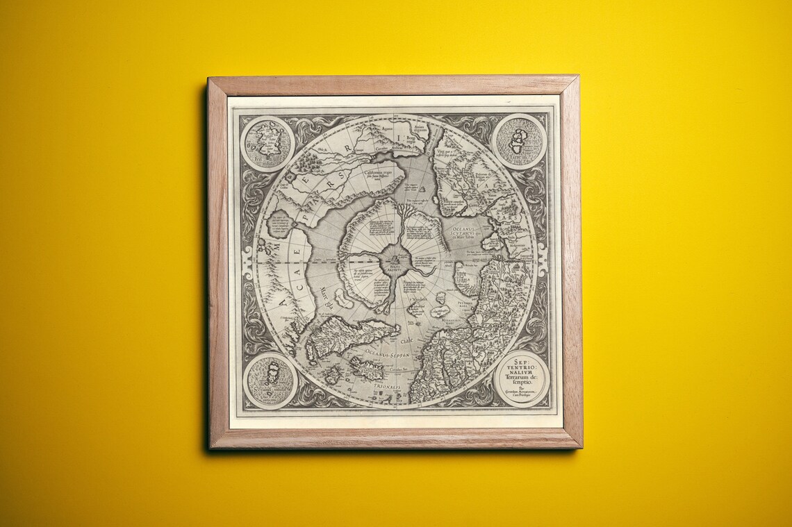 1607 Vintage Arctic Map Old North Pole Map Print Wall Decor Map Art ...