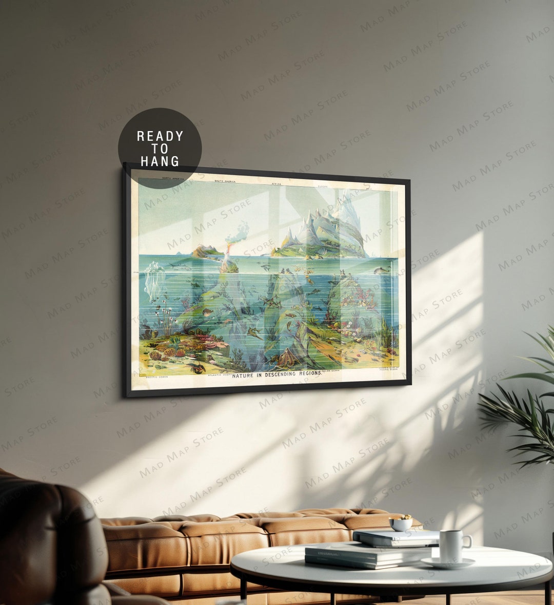 1893 Framed Vintage Nature Poster - Nature in Descending Regions Poster ...