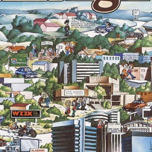 1981 Birmingham Alabama Map - Vintage Birmingham Poster Art - Alabama ...