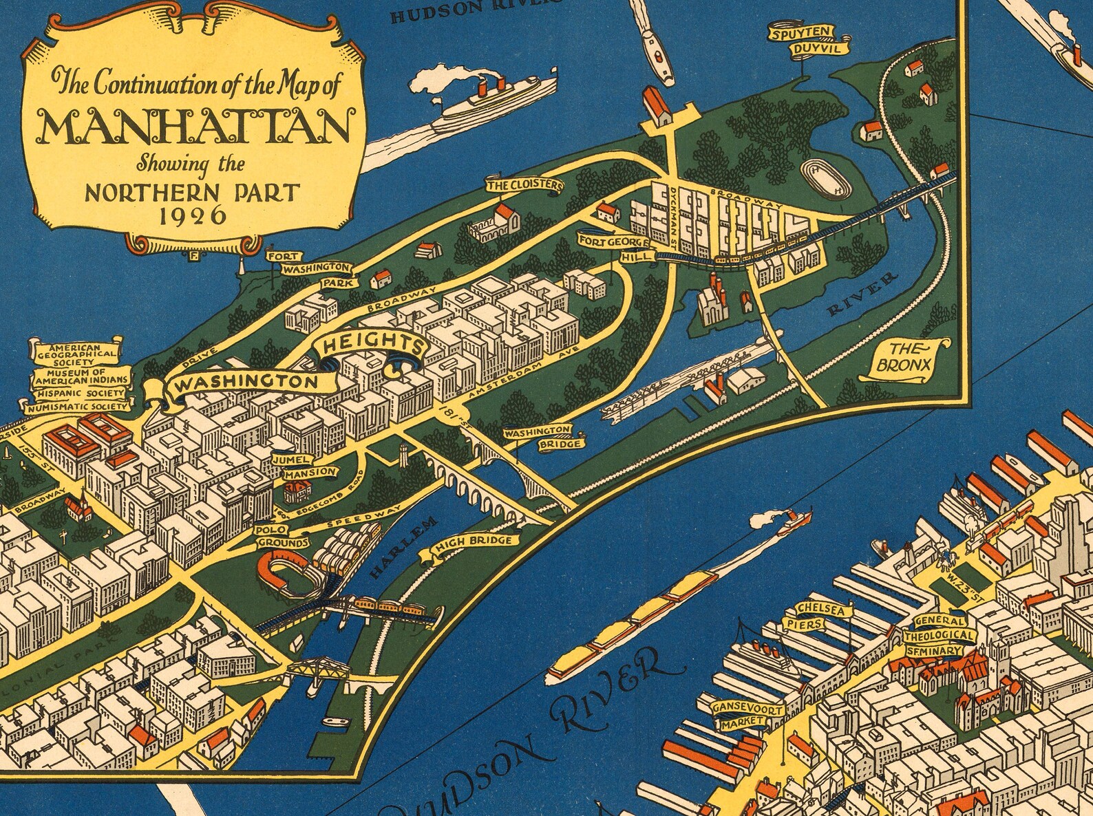 1926 Manhattan Map Vintage Pictorial Manhattan Poster Print - Etsy