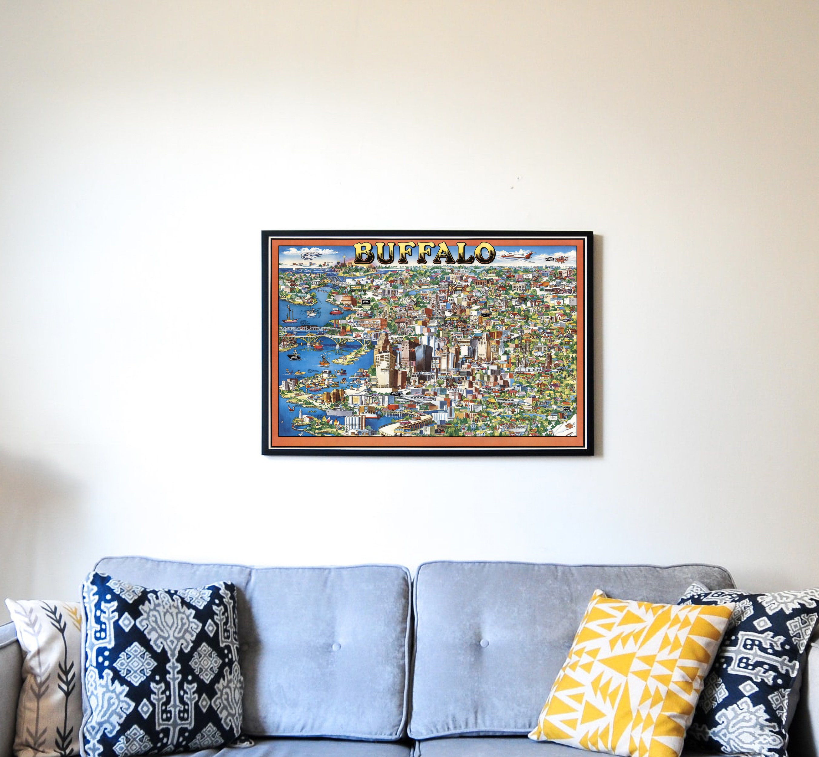 1982 Buffalo NYC Map Print Pictorial Buffalo Map New York City Print ...