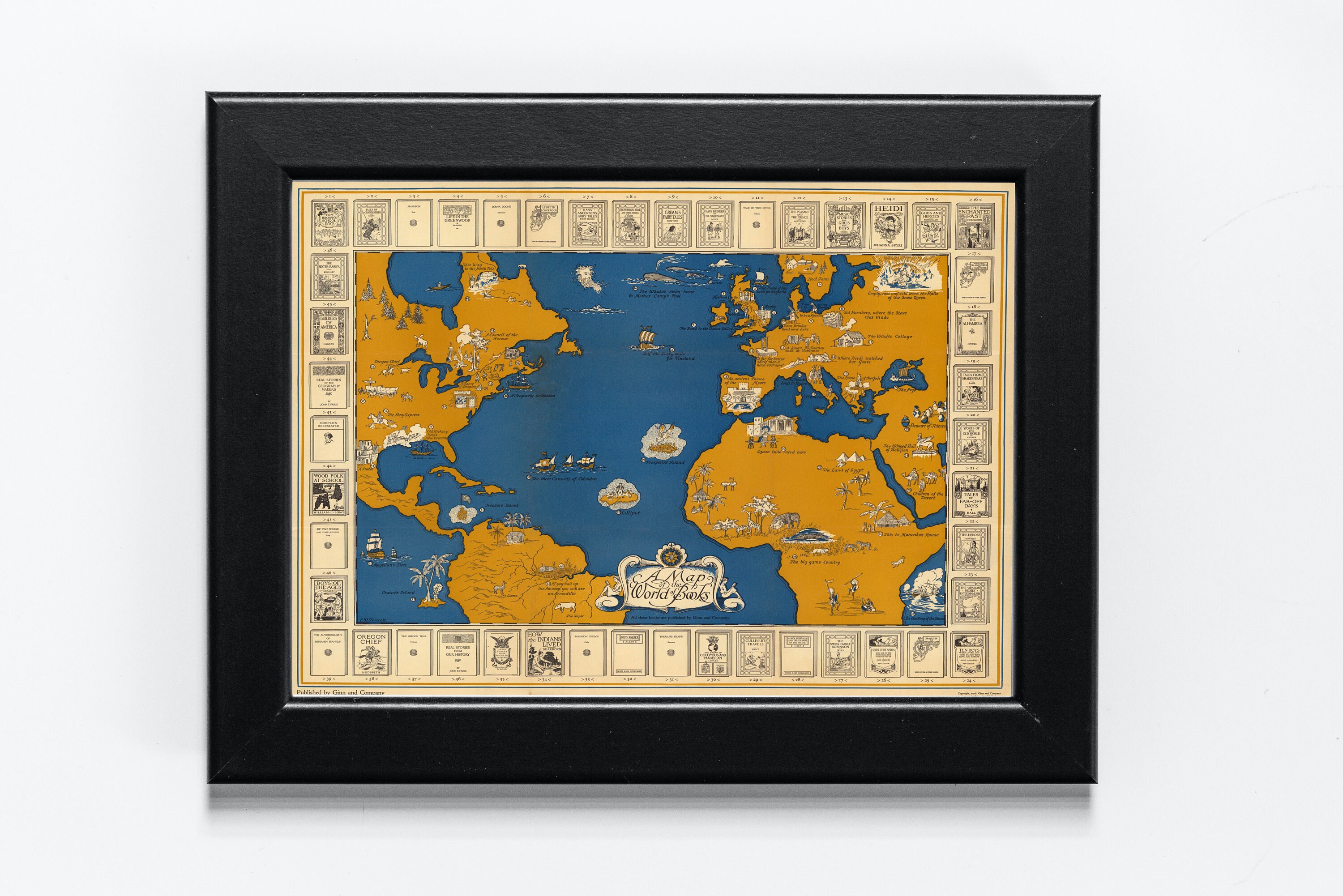 1928 Map of the World of Books - Vintage Old Map Print - Map ...