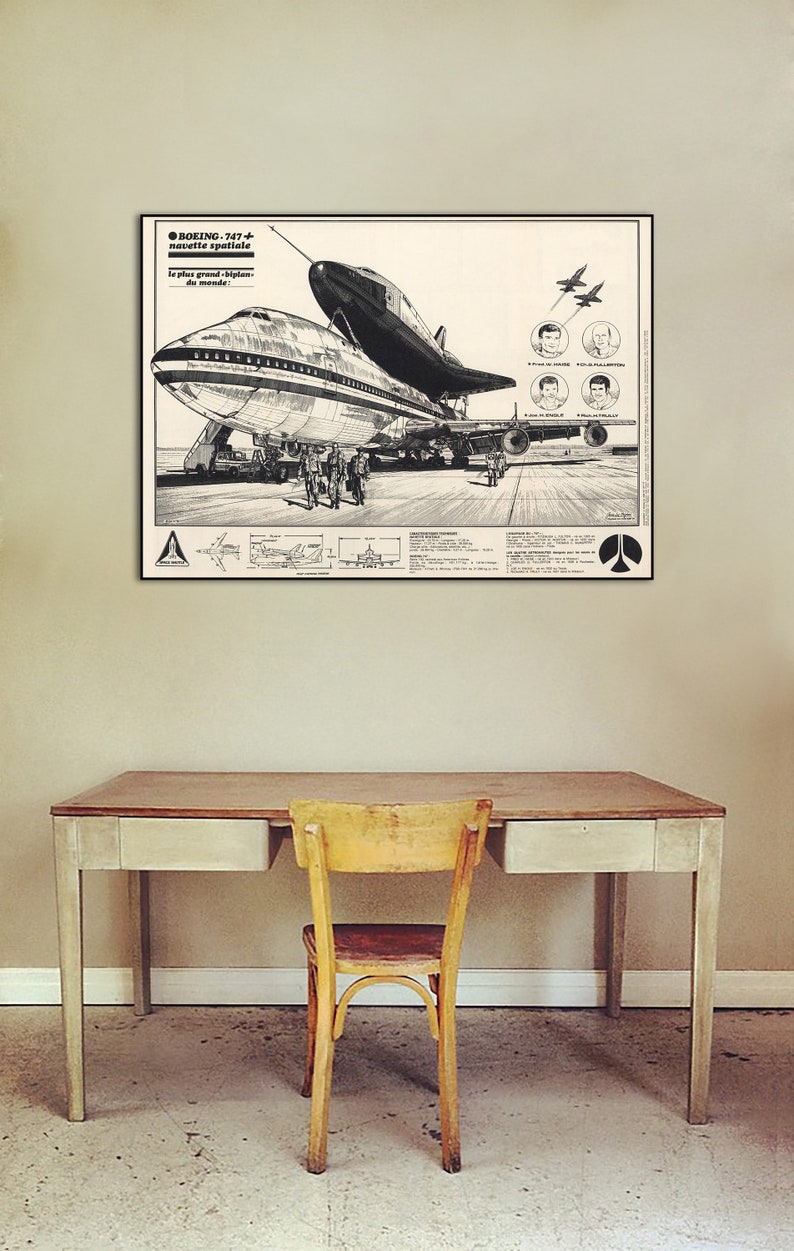 1977 Boeing 747 Print Space Shuttle Poster Nasa Enterprise Poster ...