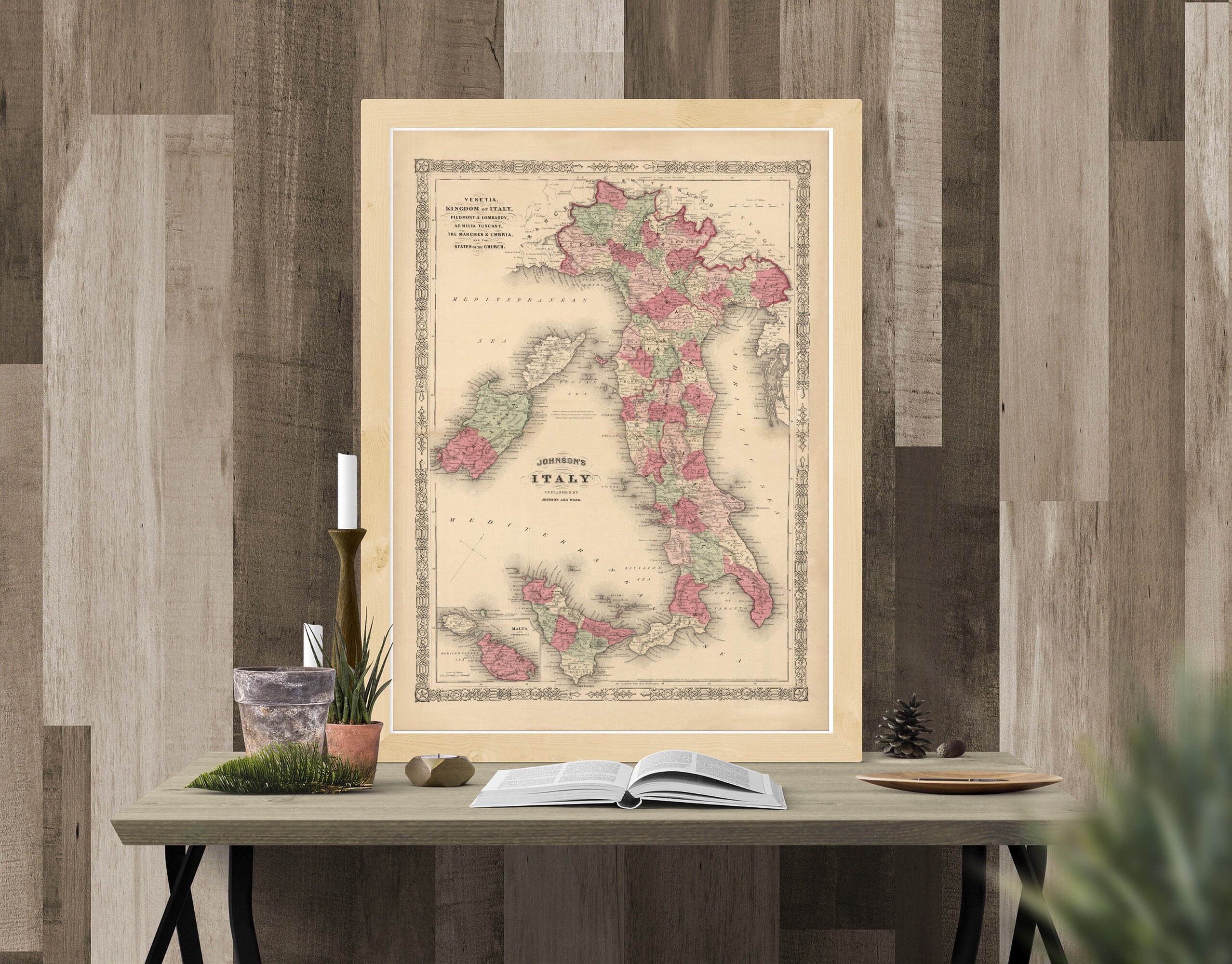 1863 Vintage Italy Map Old Map Print Italy Map Poster - Etsy