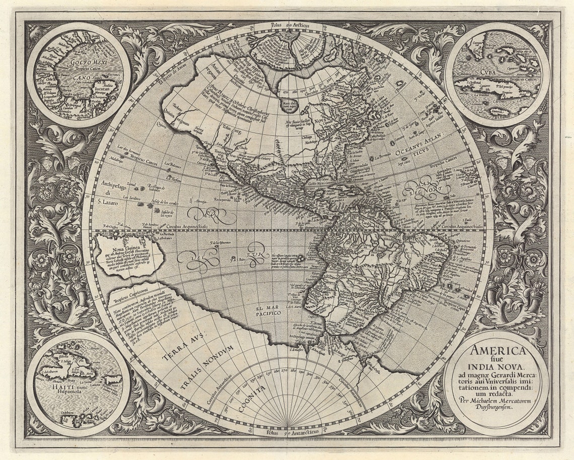 1607 Vintage America Map Old America Map Print Wall Decor - Etsy