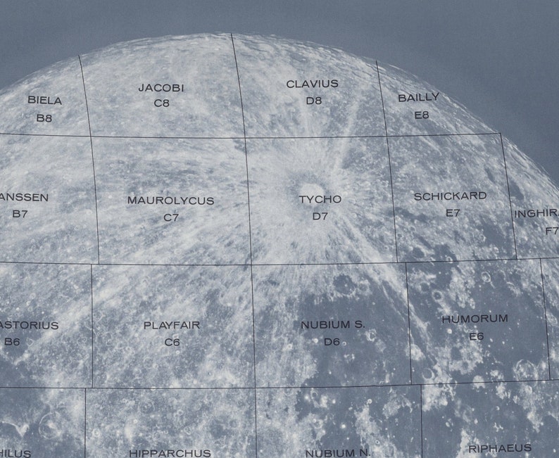 1960 Chart of the Moon Poster Photographic Lunar Atlas - Etsy