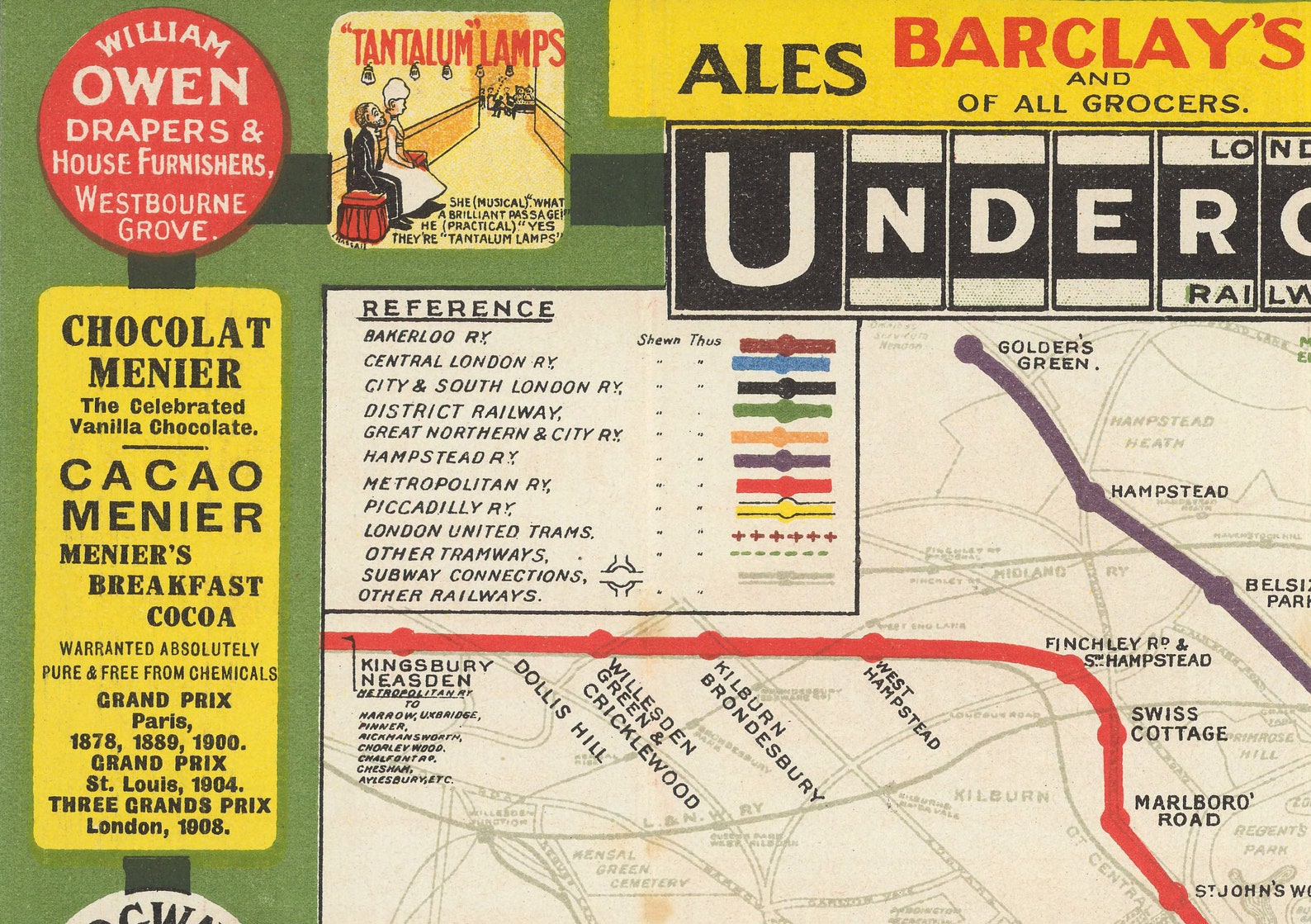 1908 London Underground Railways Map Vintage London Railways - Etsy UK