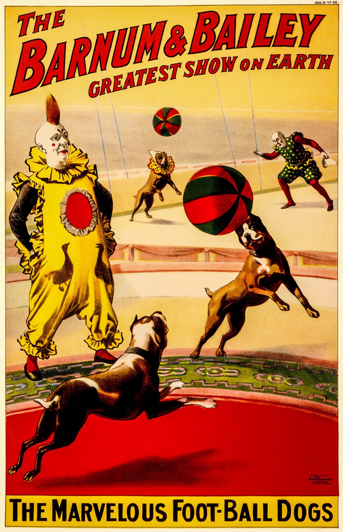 1900 Circus Poster Vintage Barnum Bailey Circus Print Clown & Football ...