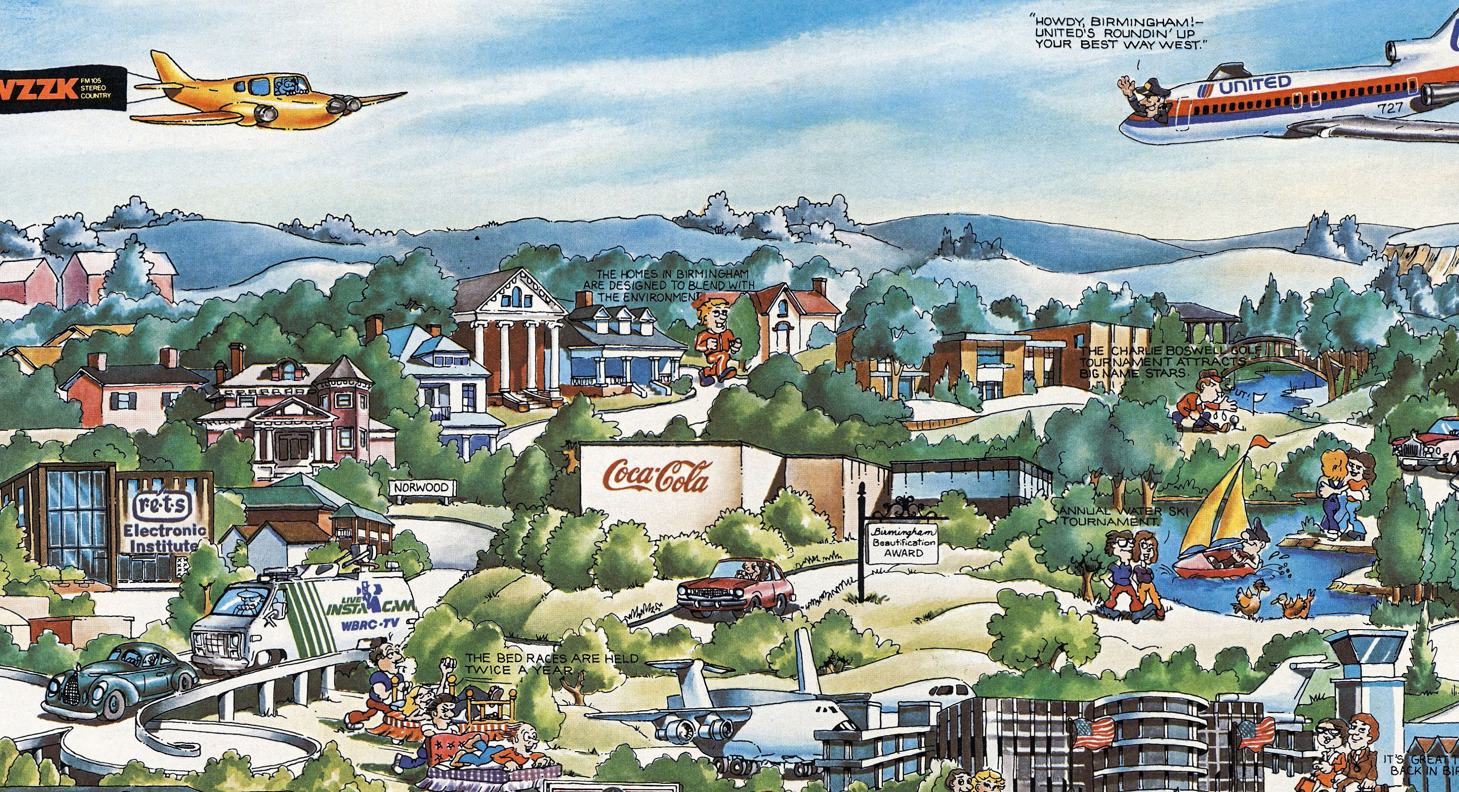 1981 Birmingham Alabama Map Vintage Birmingham Poster Art Alabama ...