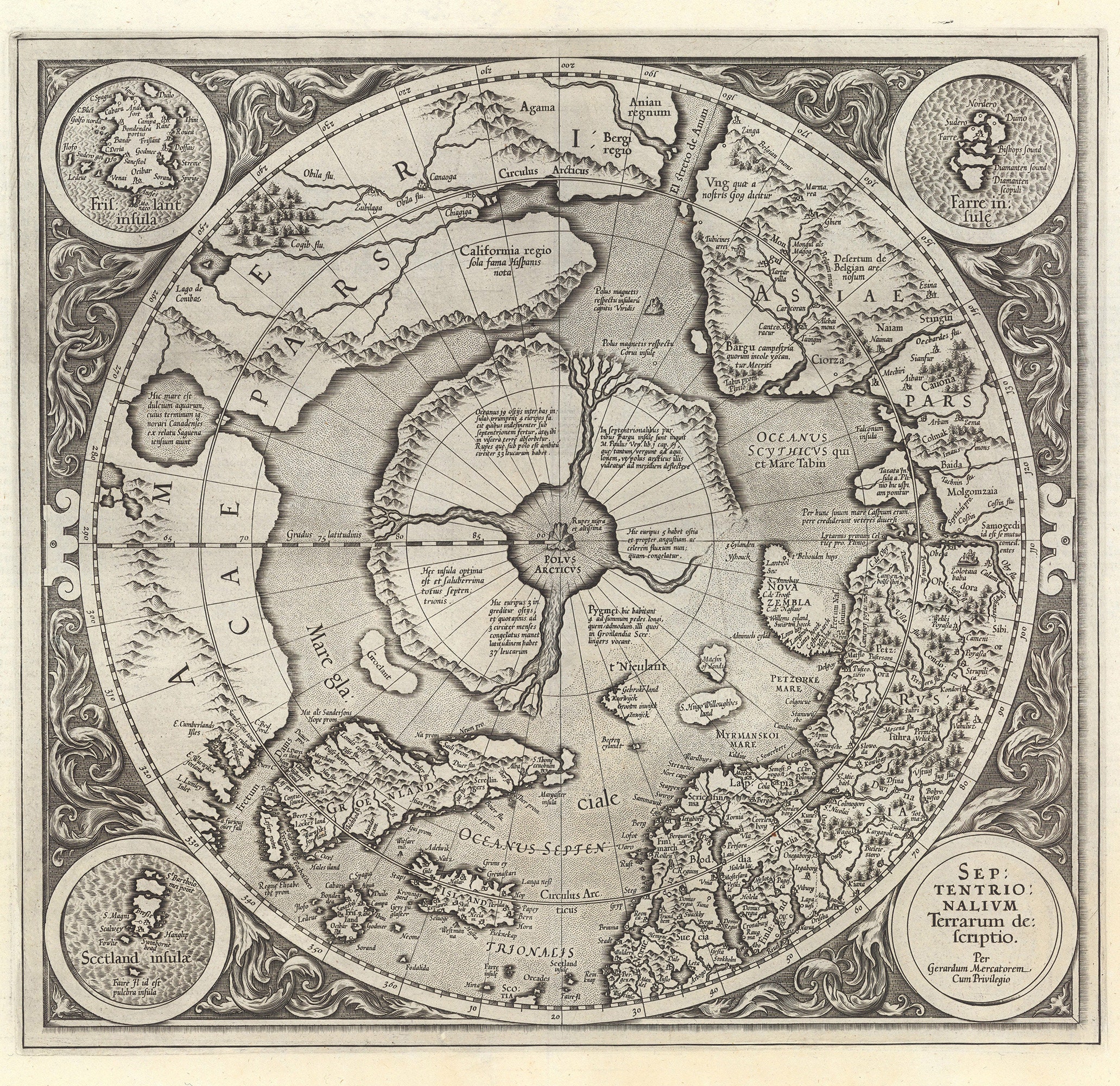 1607 Vintage Arctic Map Old North Pole Map Print Wall Decor Map Art ...