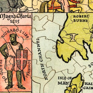 1936 Story Map of England - Puzzle Version - Vintage Wall Map Poster ...