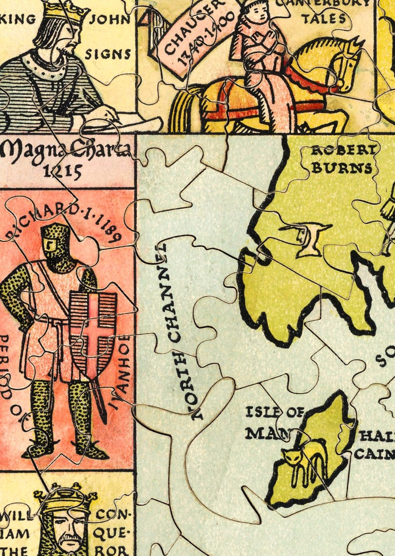 1936 Story Map of England Puzzle Version Vintage Wall Map - Etsy