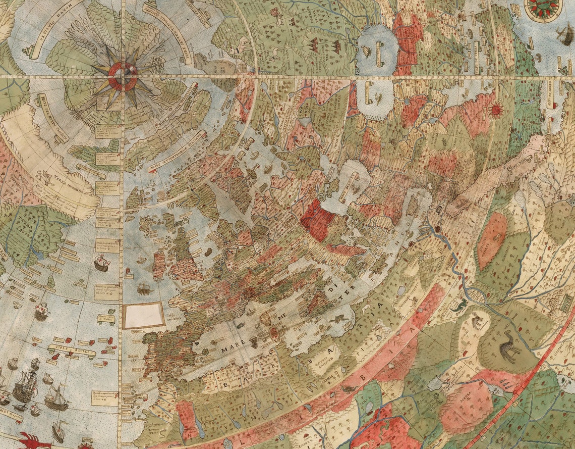 1587 Oldest World Map Vintage Maps Map Reproduction - Etsy Ireland