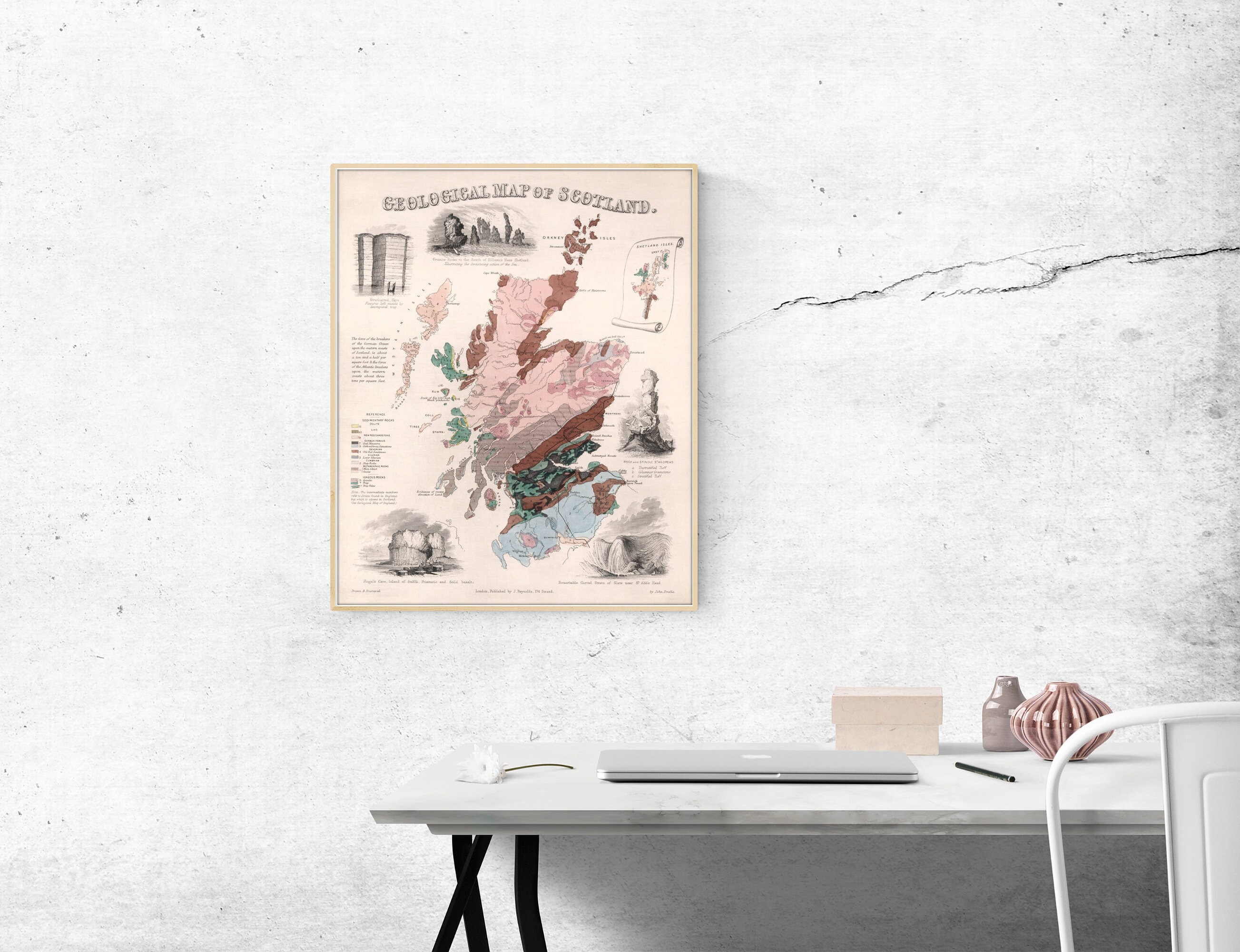 1850 Scotland Map Vintage Geological Map of Scotland Scotland Poster ...