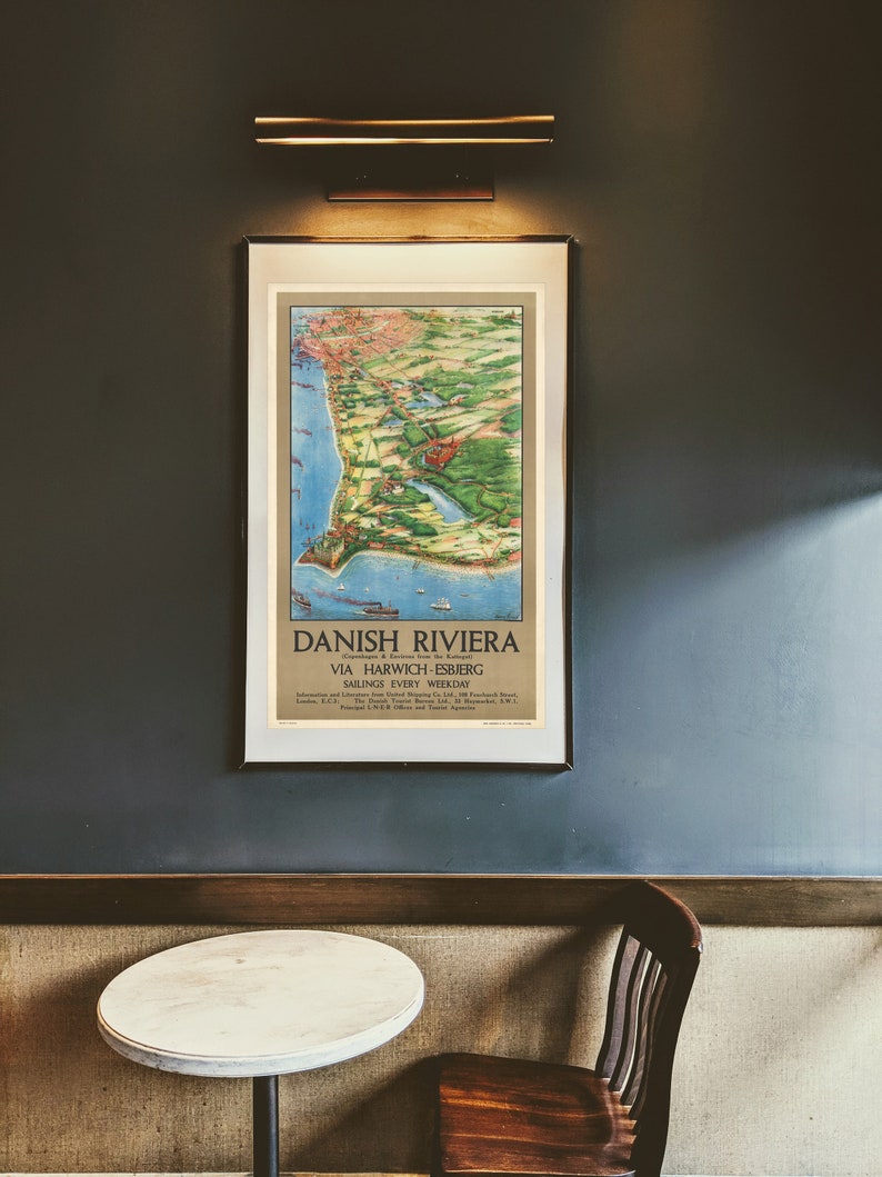 1930 Danish Riviera Map Copenhagen Map Print Denmark Map - Etsy