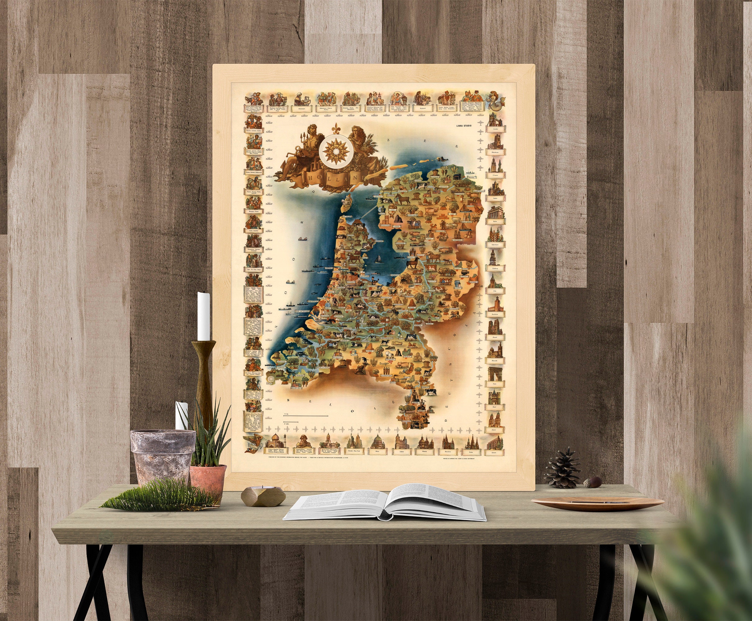 1960 Holland Map Vintage Pictorial Map Holland Print Holland Poster ...