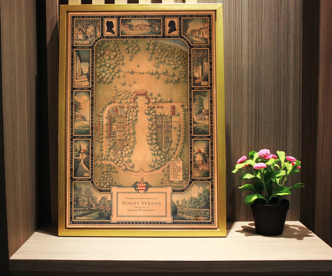 1932 Mount Vernon Map Print - George Washington's Mount Vernon ...