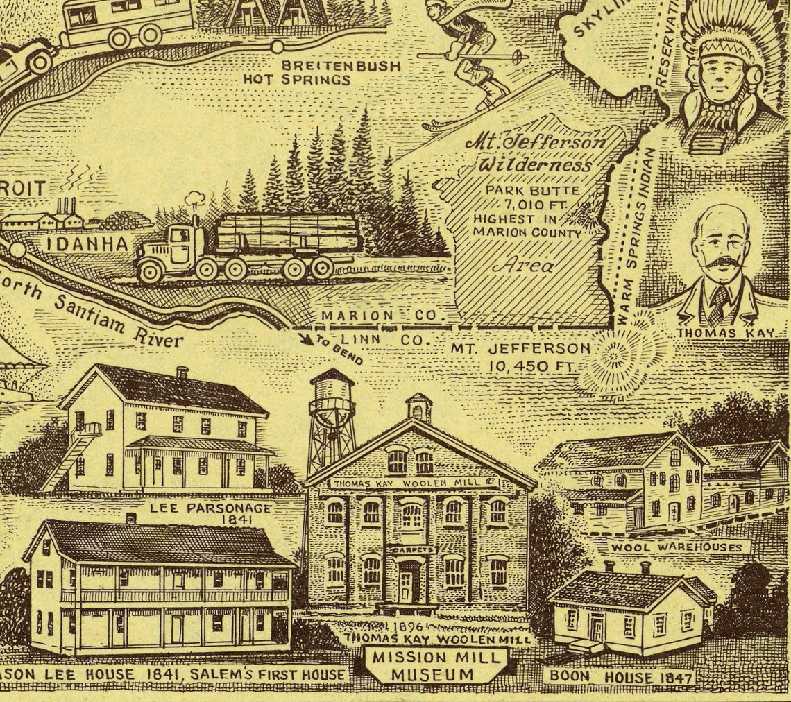 1975 Marion County Map State of Oregon Map Salem Map Print - Etsy