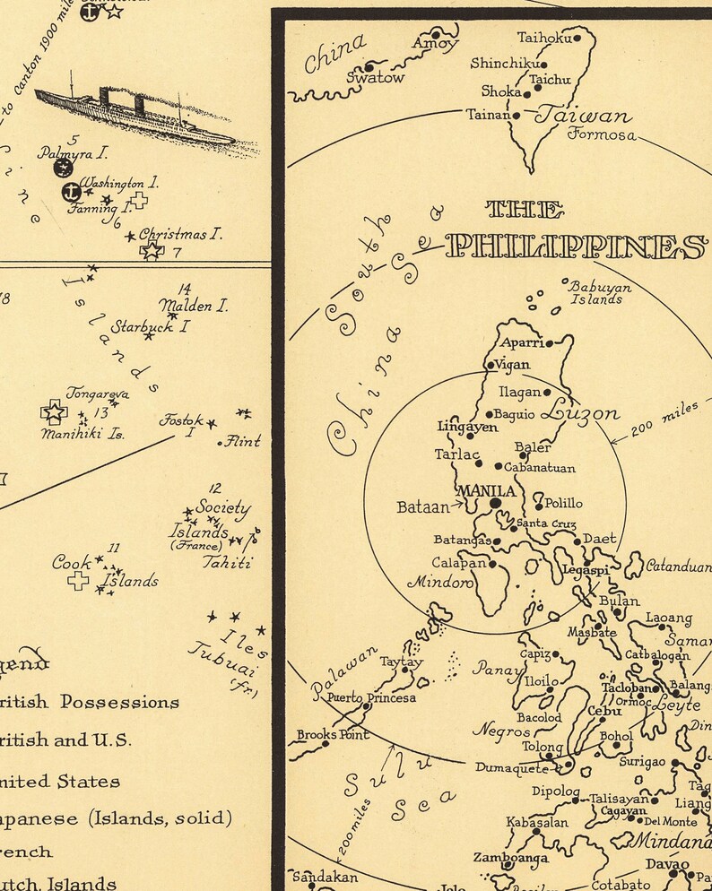 1944 WW2 Map Victory in Pacific US & British Navy Poster World War 2 ...