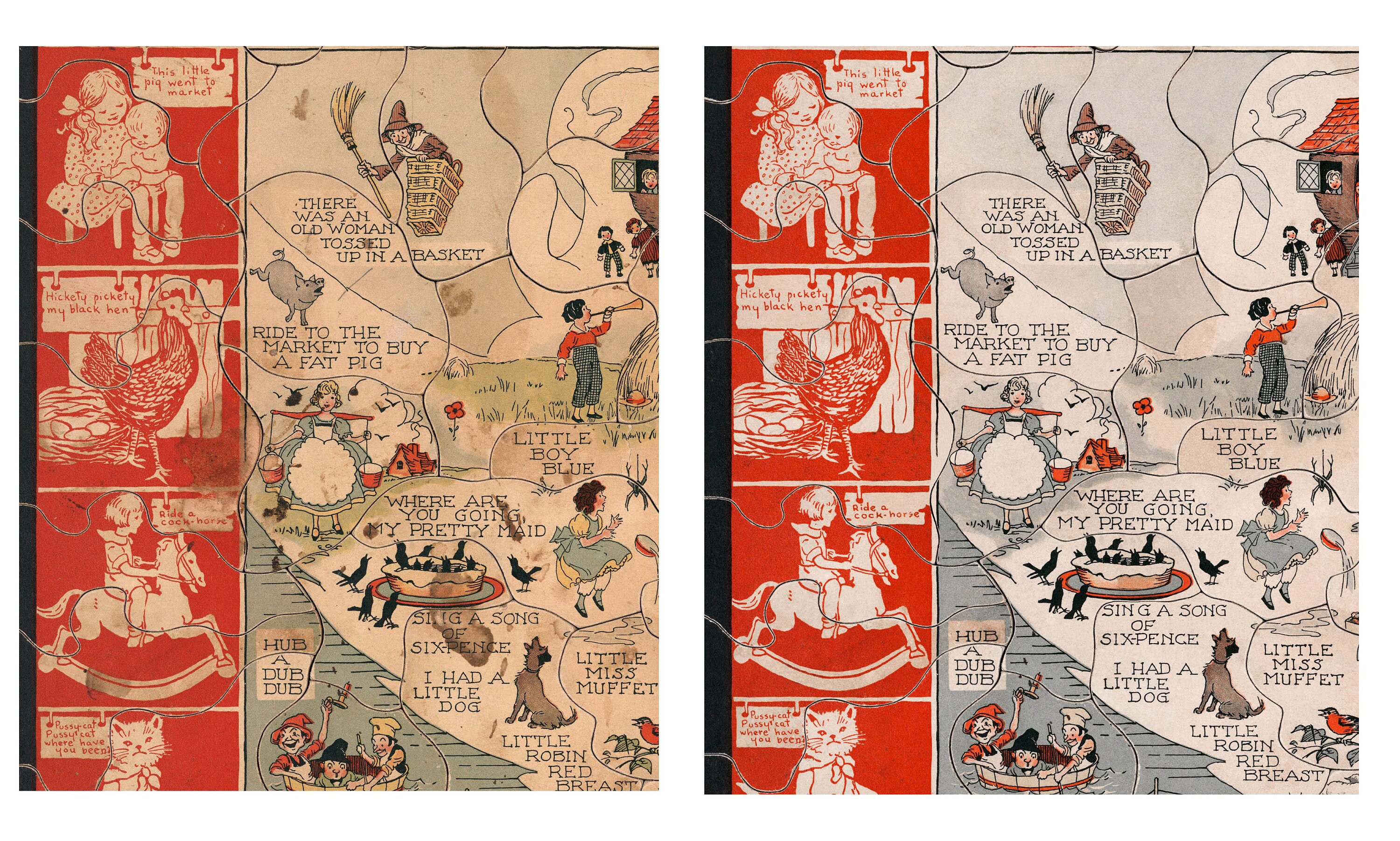 1930 Mother Goose Land Map Mother Goose Print Puzzle Map Poster Nursery ...