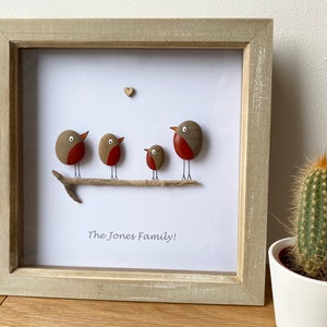 Personalised ‘robin Family’ Pebble Picture Frame. - Etsy