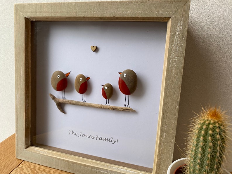 Personalised ‘robin Family’ Pebble Picture Frame. - Etsy