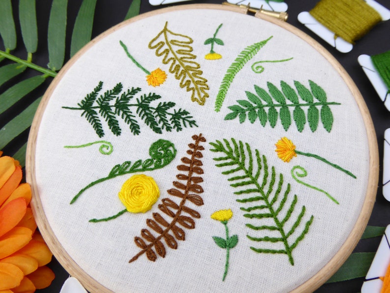 Forest Ferns PDF Pattern Embroidery Kit Beginners DIY Modern Craft ...