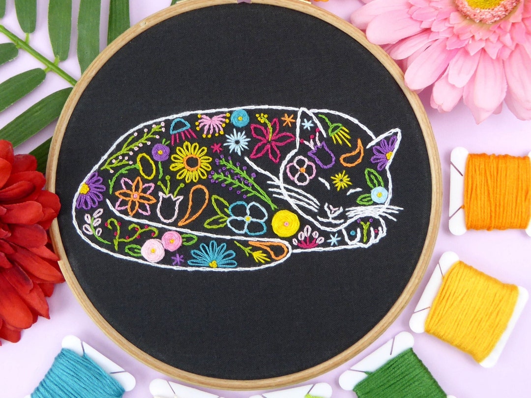 Cat Hoop Full Embroidery Kit / DIY Craft Kit for Adults / - Etsy