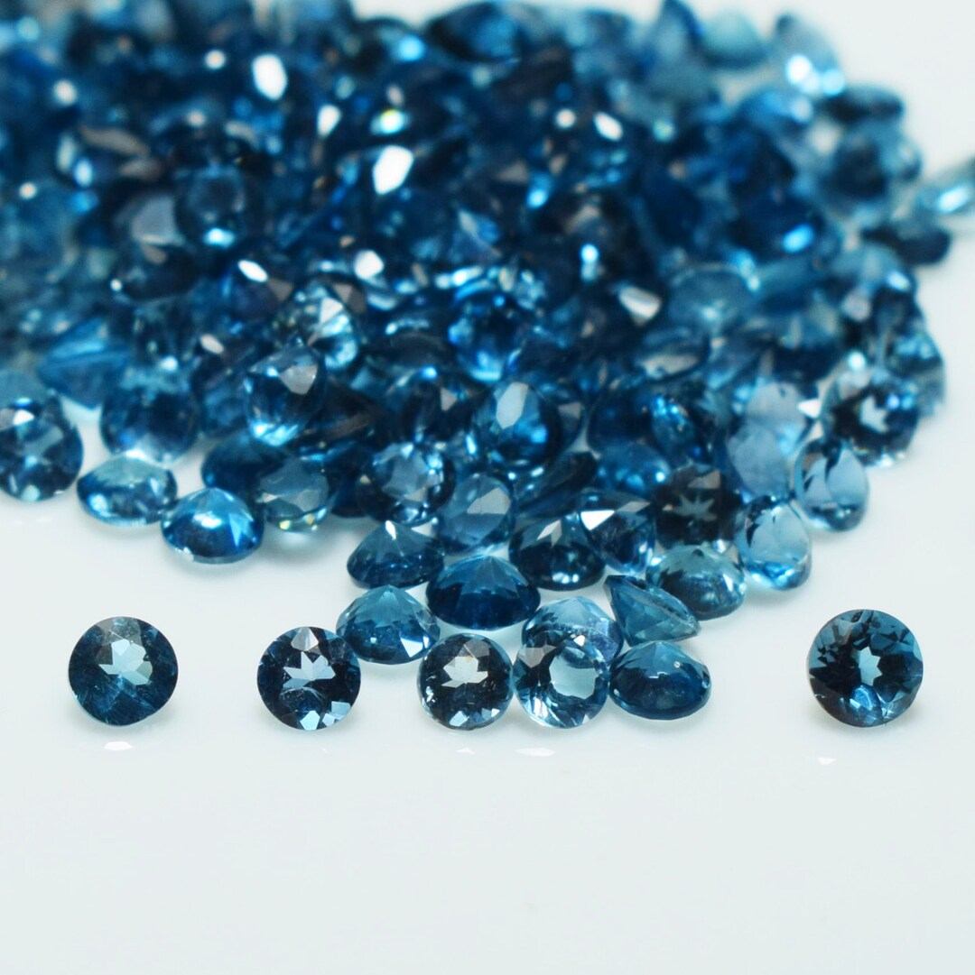 Natural London Blue Topaz, Round Loose Gemstone (3X3)MM - Etsy