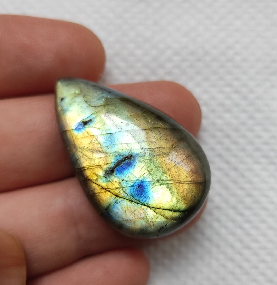 Blue Flash Labradorite Gemstone, Pear Cabochon (35X22X8MM, 47 Ct) - Etsy