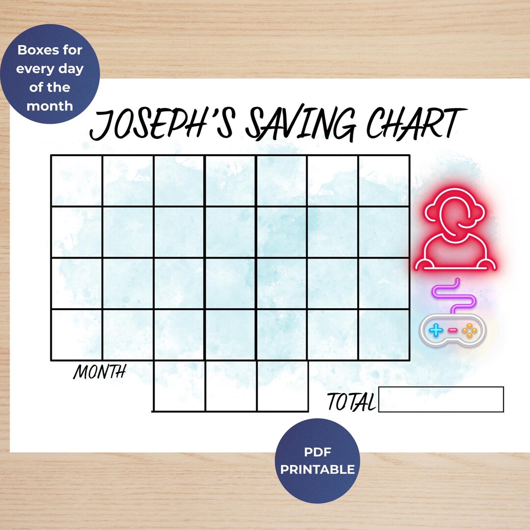 Personalised Gamer Savings Chart Printable | Fun Kids Pocket Money ...