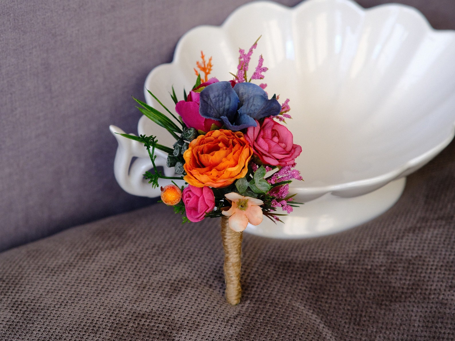 Colorful Pocket Boutonniere Pink Orange Teal Wedding Flowers Groom ...
