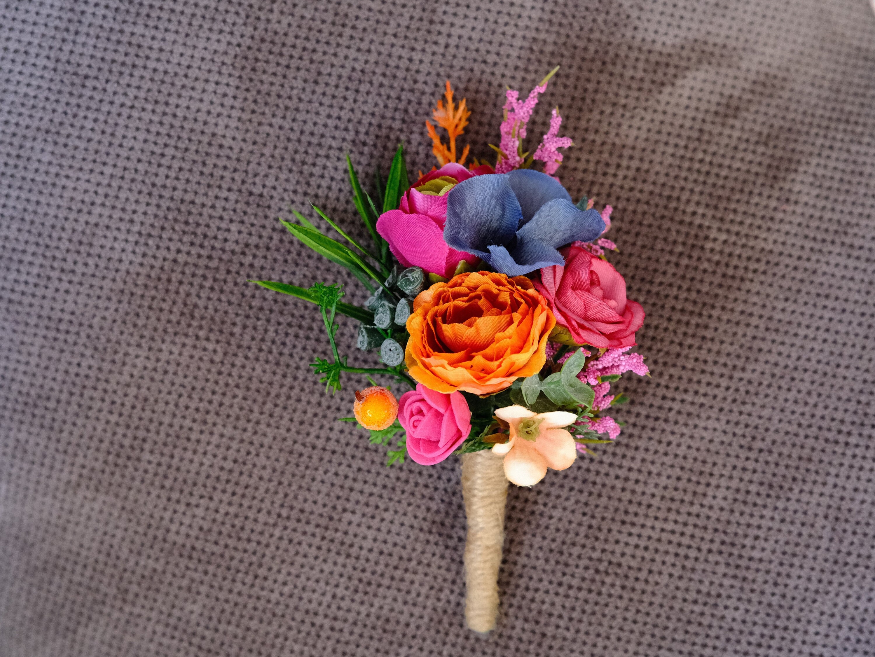 Colorful Boutonniere Pink Orange Wedding Flowers Groom Groomsmen ...