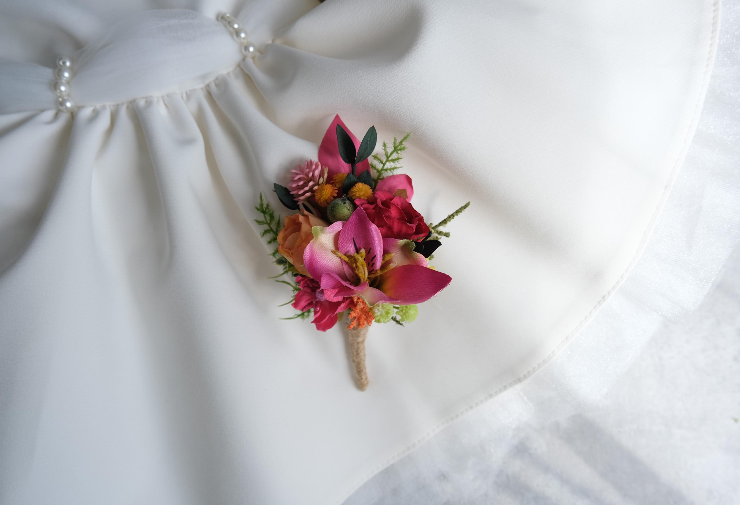 Colorful Boutonniere Pink Orange Wedding Flowers Groom Groomsmen ...