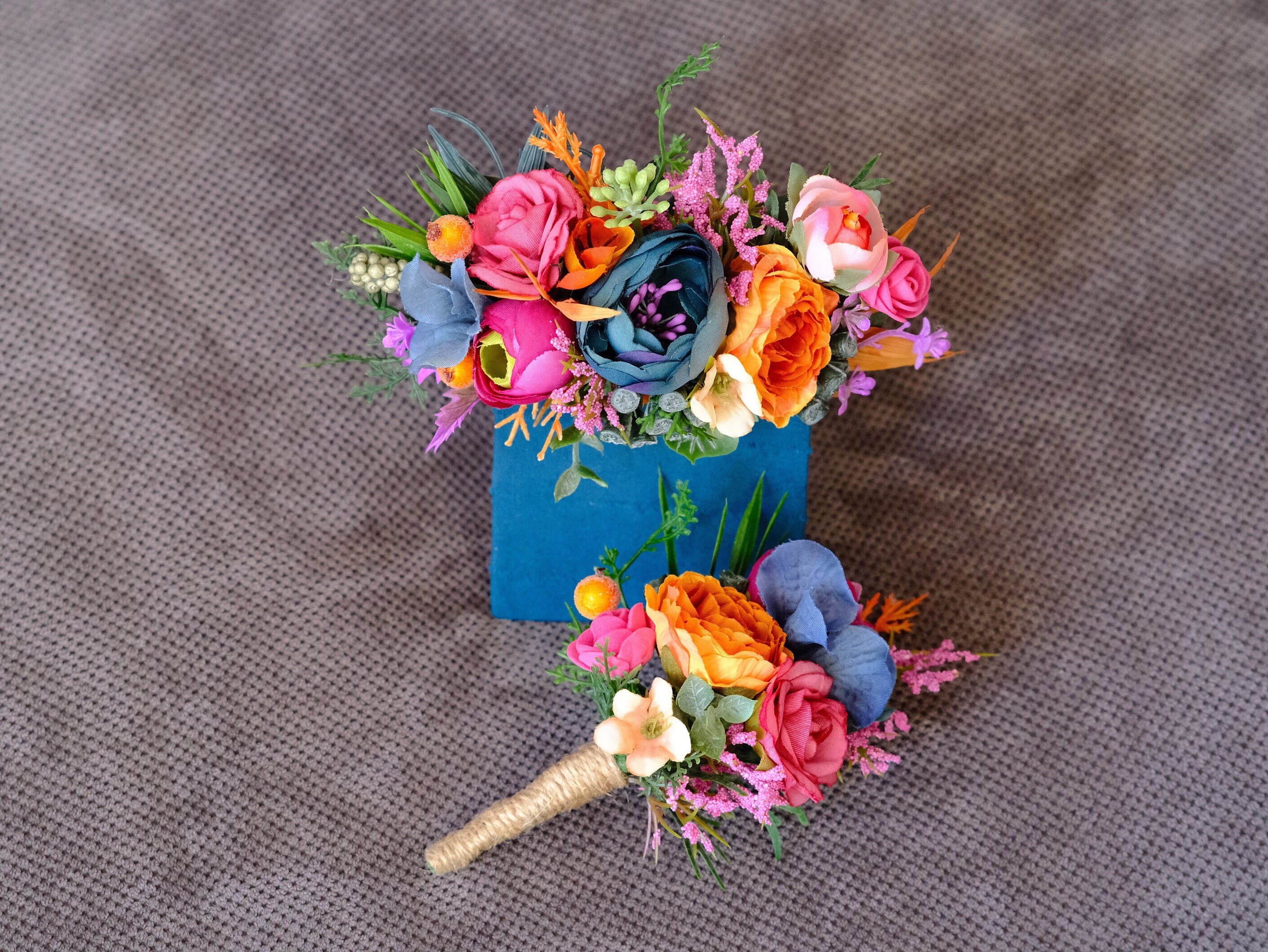 Colorful Boutonniere Pink Orange Wedding Flowers Groom Groomsmen ...