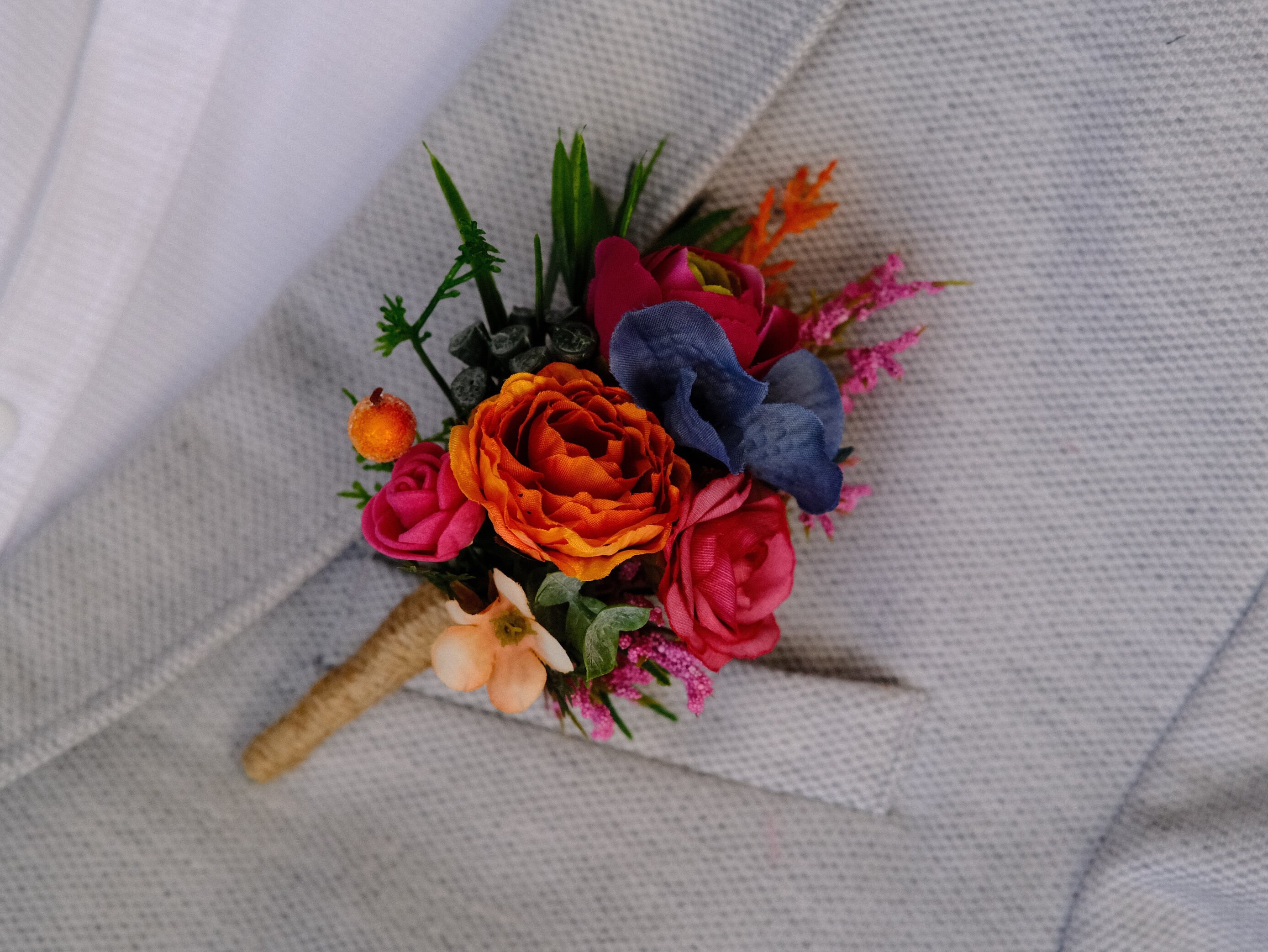 Colorful Boutonniere Pink Orange Wedding Flowers Groom Groomsmen ...