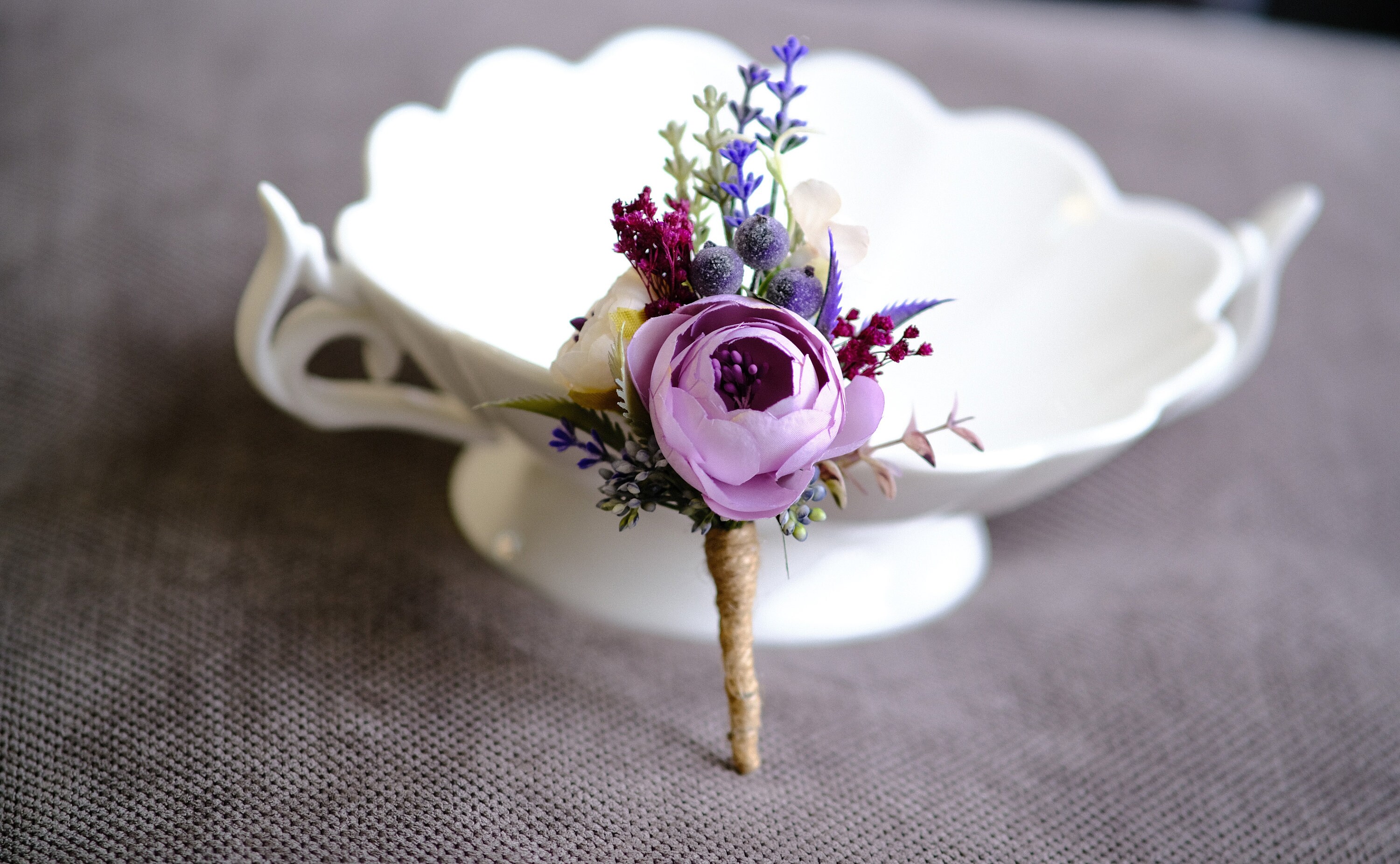 Purple Boutonniere Lavender Wedding Groom Buttonhole Lilac Flowers - Etsy