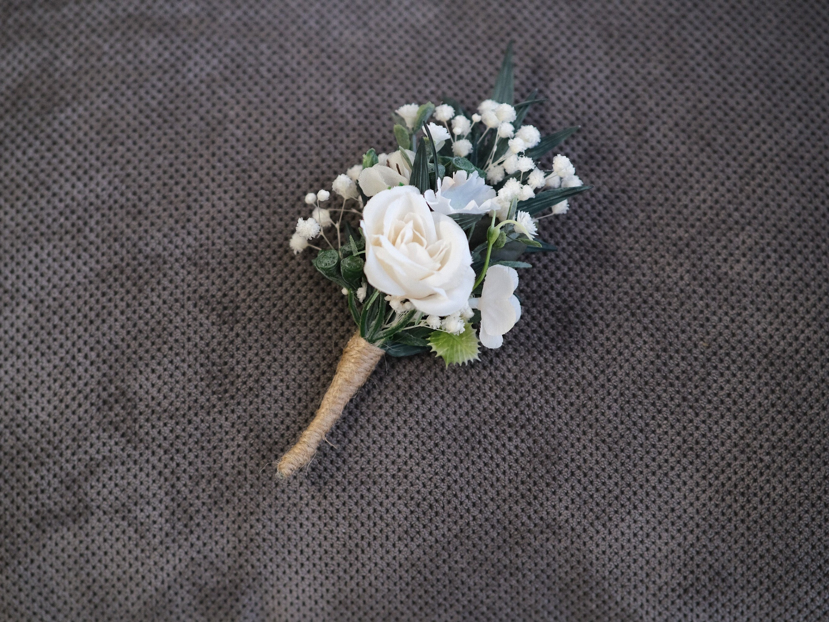 Greenery White Boutonniere, Sage Green Flowers, Greenery Wedding, Groom ...