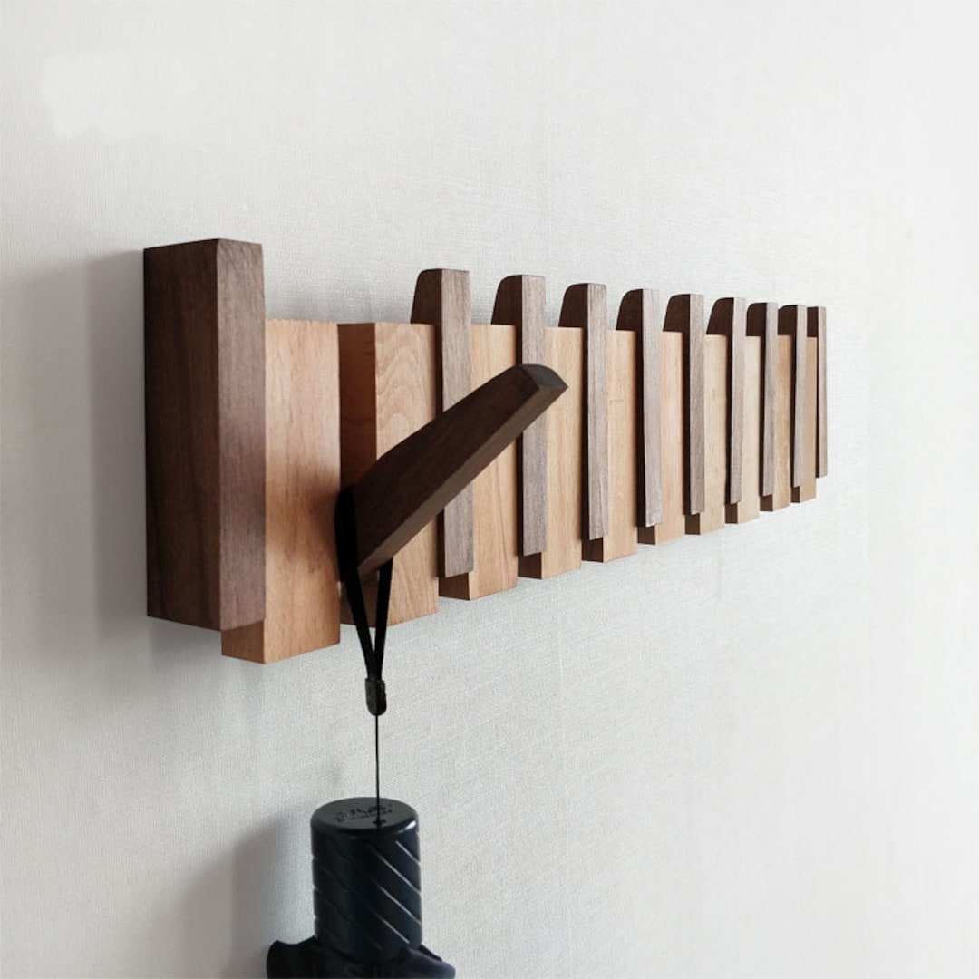 Walnut Wall mounted Coat Rack Black Walnut Wall Hook Hanger Wooden walnut-wall-mounted-coat-rack-black-walnut-wall-hook-hanger-wooden